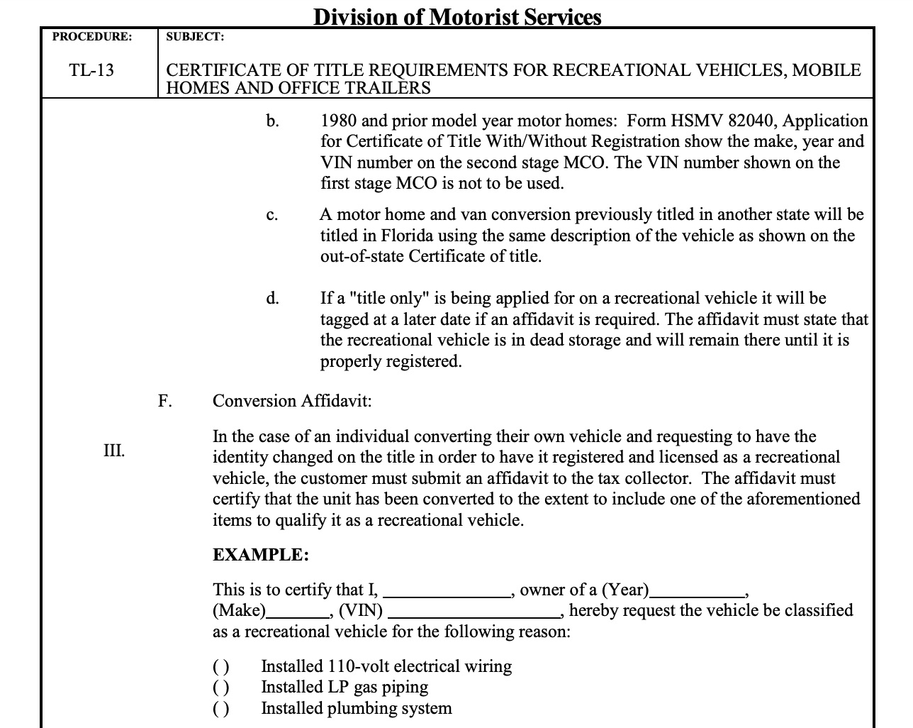 How To Convert To a Motorhome Title in Florida – Smokey Da Van